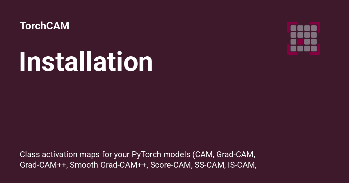 Installation - TorchCAM